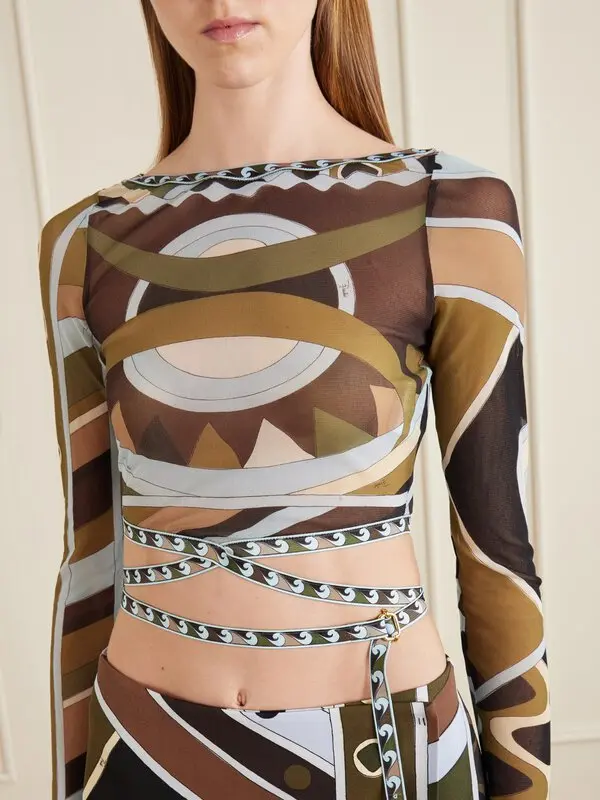Emilio Pucci Cropped Printed Tulle Top