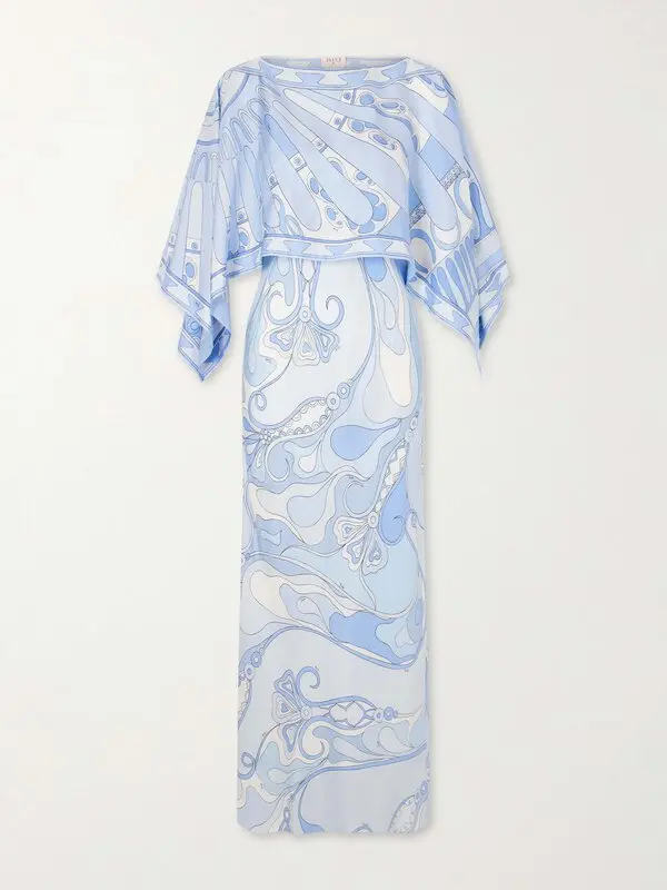 Emilio Pucci Printed Silk-twill Maxi Dress - Blue