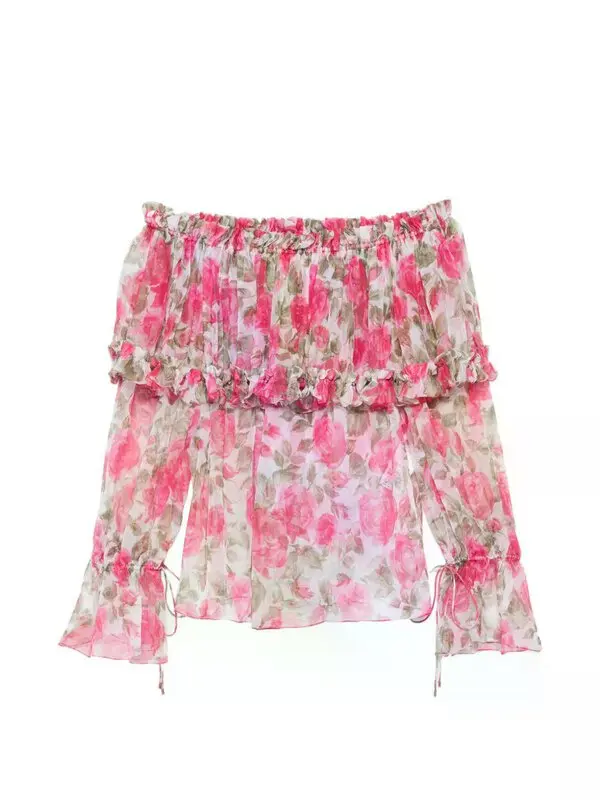 Chloé Floral-print Ruffled Blouse - White