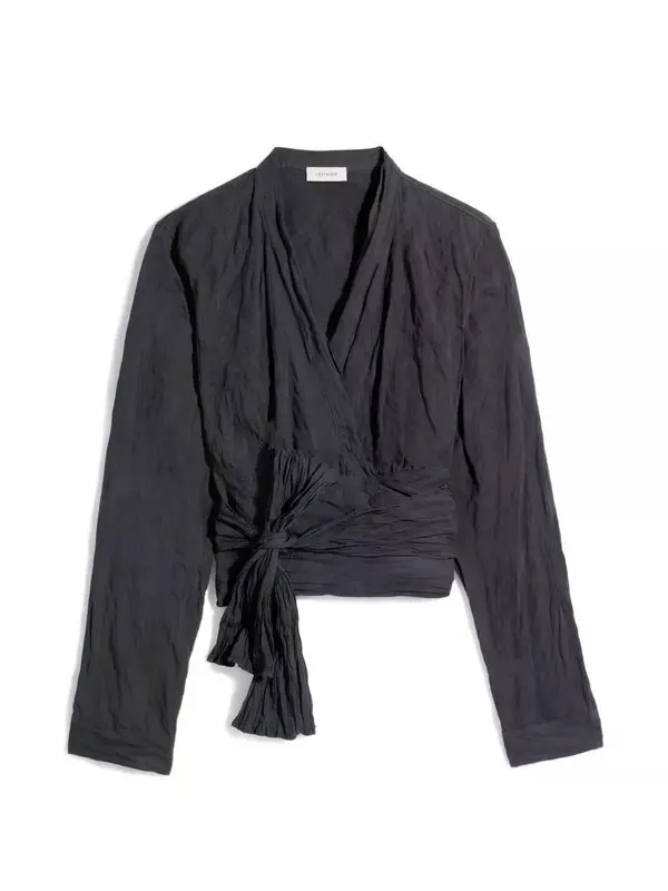 LEMAIRE V-neck Long-sleeve Top - Black