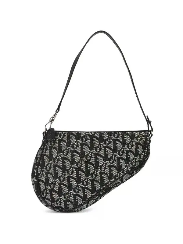 Dior 2003 Saddle Trotter-pattern Shoulder Bag - Black