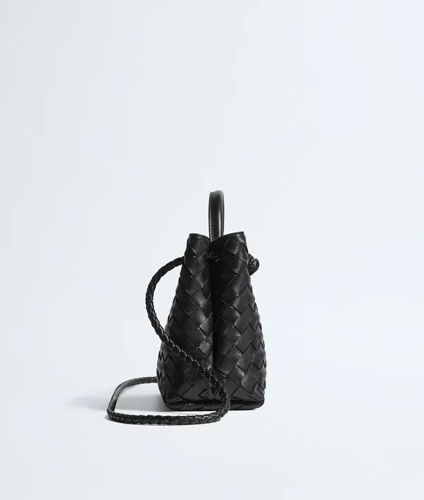 Bottega Veneta Intrecciato Leather Andiamo Top Handle Bag - Black