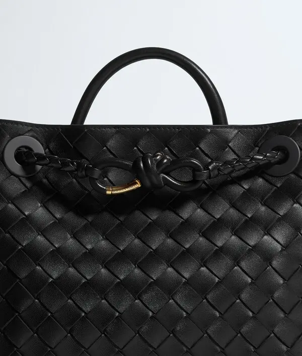 Bottega Veneta Intrecciato Leather Andiamo Top Handle Bag - Black