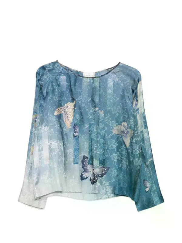PIERRE-LOUIS MASCIA Butterfly-print Long-sleeve Blouse