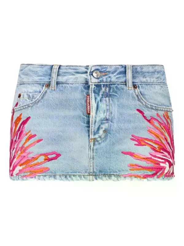 Dsquared2 Embroidered Denim Mini Skirt