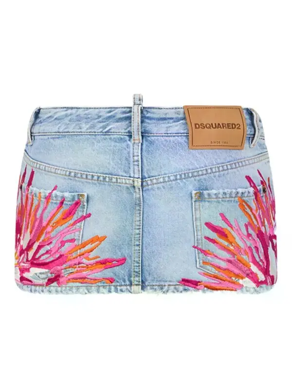 Dsquared2 Embroidered Denim Mini Skirt