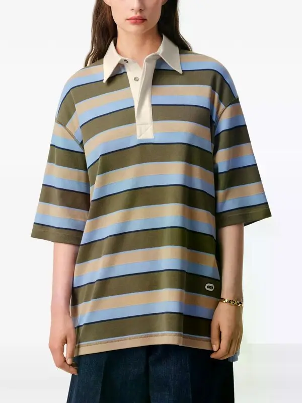 AMI Paris Striped Polo Shirt