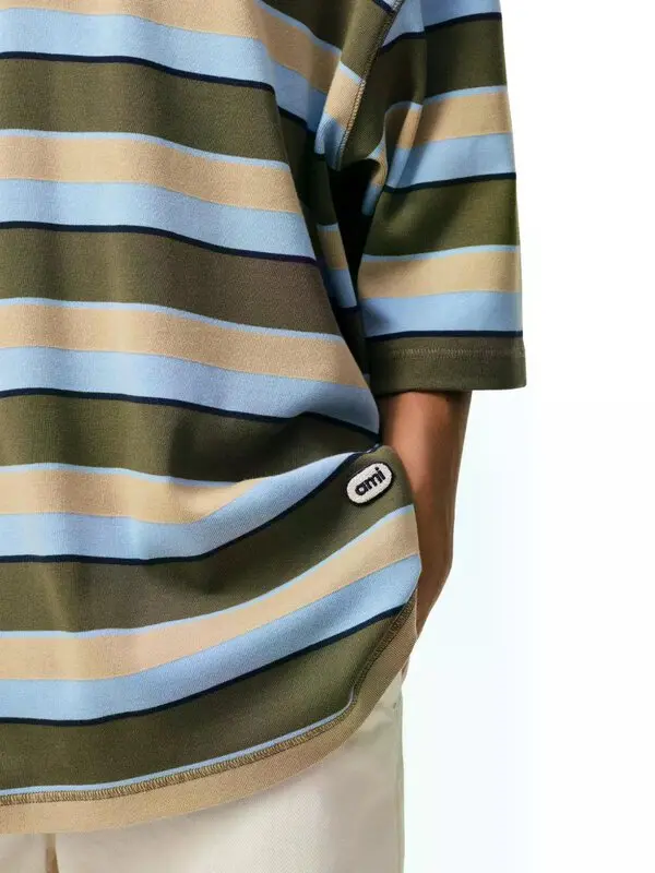 AMI Paris Striped Polo Shirt