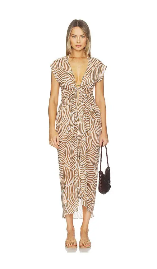VIX PAULA HERMANNY Sasha Long Cover Up Dress In Brown - Multi