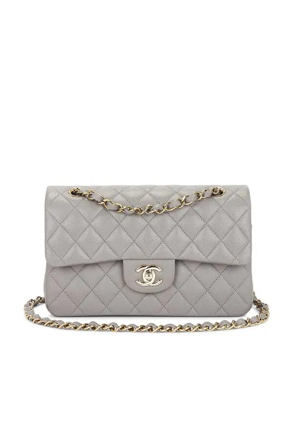 Chanel Caviar Small Classic Double Flap Bag - Grey