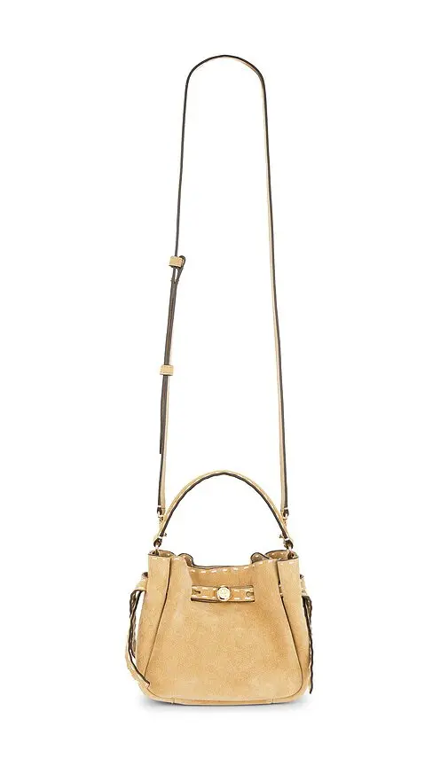Tory Burch Romy Suede Pick Stitch Mini Bucket Bag - Butter