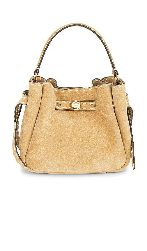 Tory Burch Romy Suede Pick Stitch Mini Bucket Bag - Butter