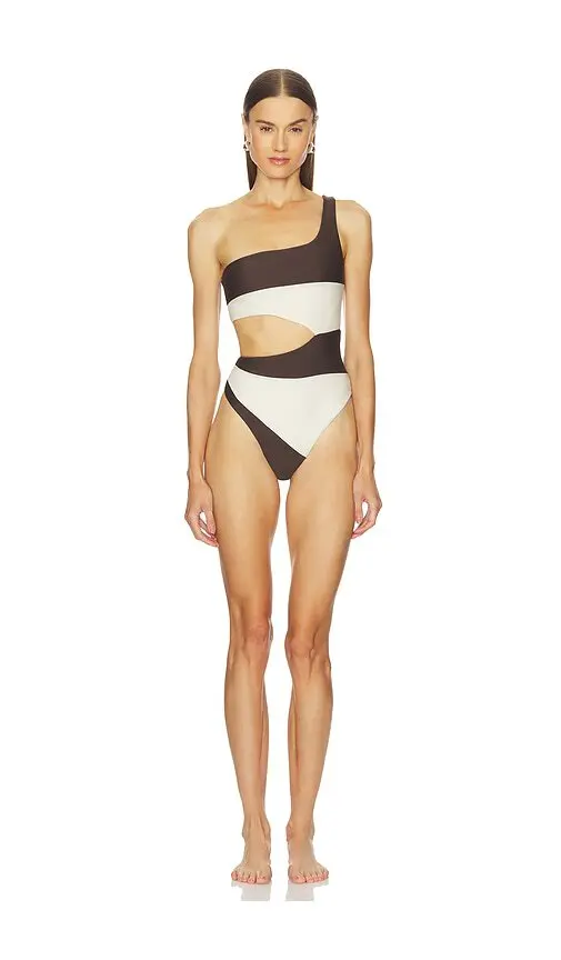 CAMILA COELHO Rumba One Piece - Dark Brown & Cream
