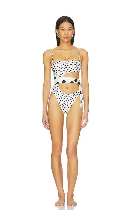 Tularosa Damia One-piece Swimsuit - Black & White Dot Mix