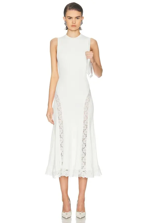 SELF-PORTRAIT Knit Lace Insert Midi Dress