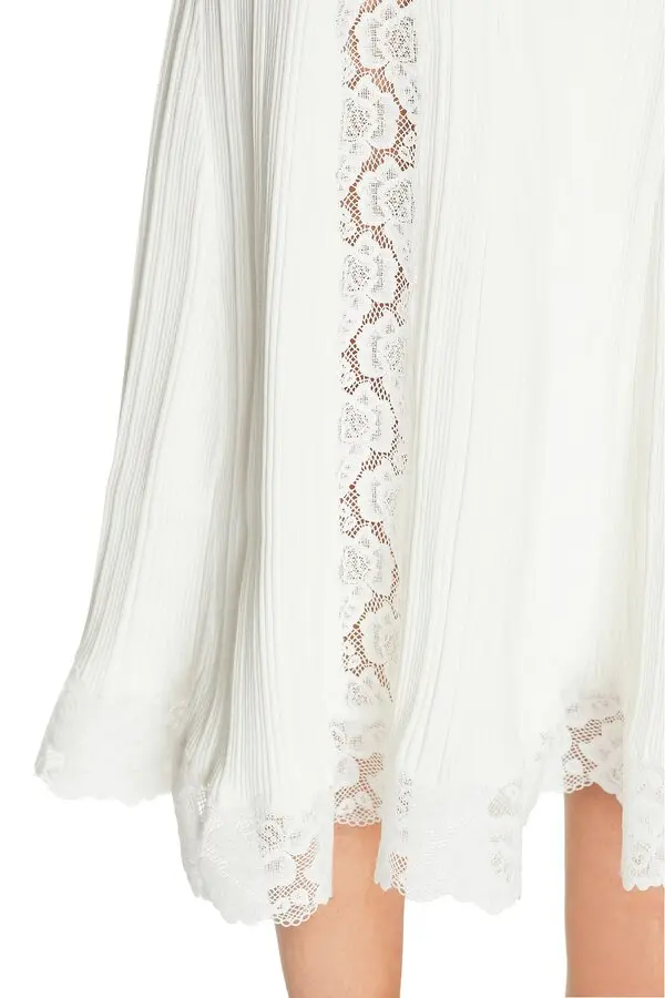 SELF-PORTRAIT Knit Lace Insert Midi Dress