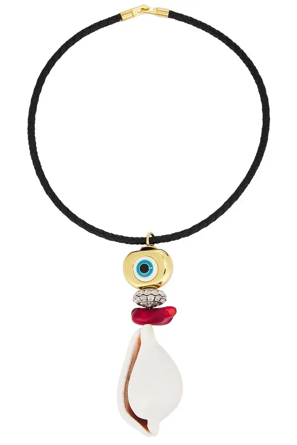 Timeless Pearly Evil Eye Conch Necklace - Multi