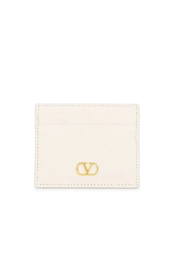 Valentino Garavani V Logo Signature Card Holder - Light Ivory