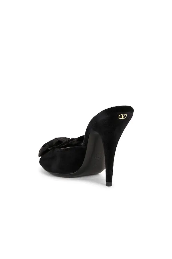 Valentino Garavani Vg Marie Velluto Bow 105 Mule - Nero