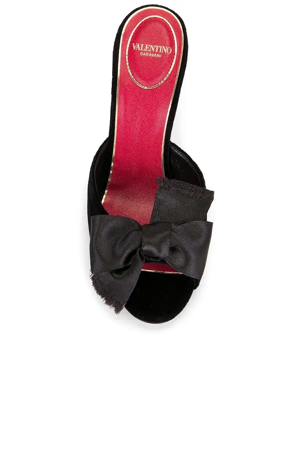 Valentino Garavani Vg Marie Velluto Bow 105 Mule - Nero