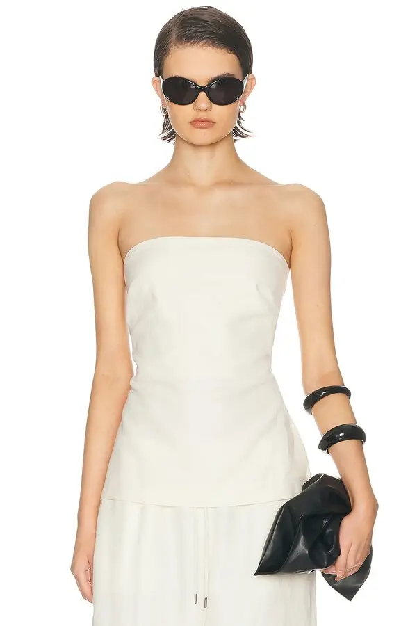 ST. AGNI Strapless Rouleau Tie Top - Ivory
