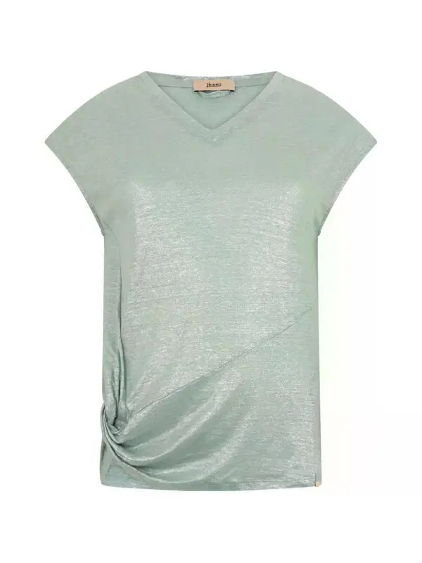 Herno V-neck Linen T-shirt - Green