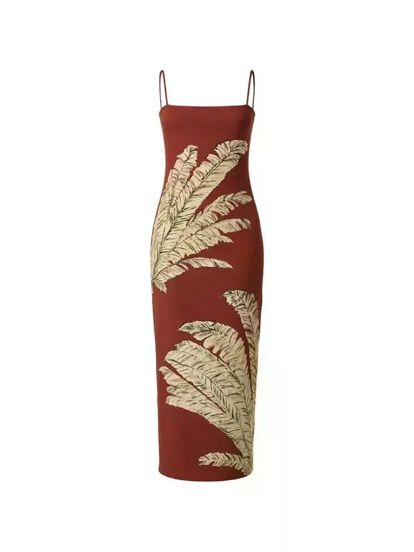 Hemant & Nandita Strappy Palm Dress - Brown