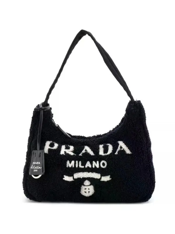 Prada Re-edition 2000 Terry Cloth Mini Hobo Bag - Black
