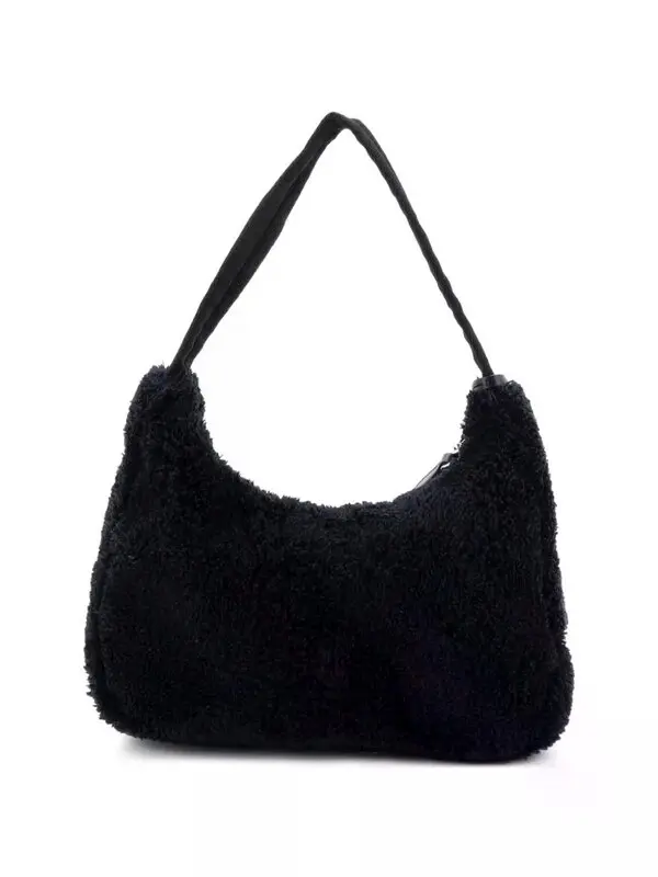 Prada Re-edition 2000 Terry Cloth Mini Hobo Bag - Black