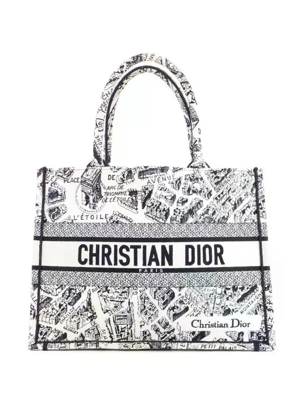 Dior Book Oblique Canvas Medium Tote Bag - Black