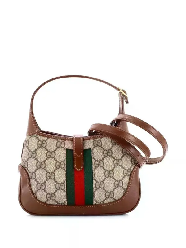 Gucci Jackie 1961 Gg Coated Canvas Mini Hobo Bag - Brown