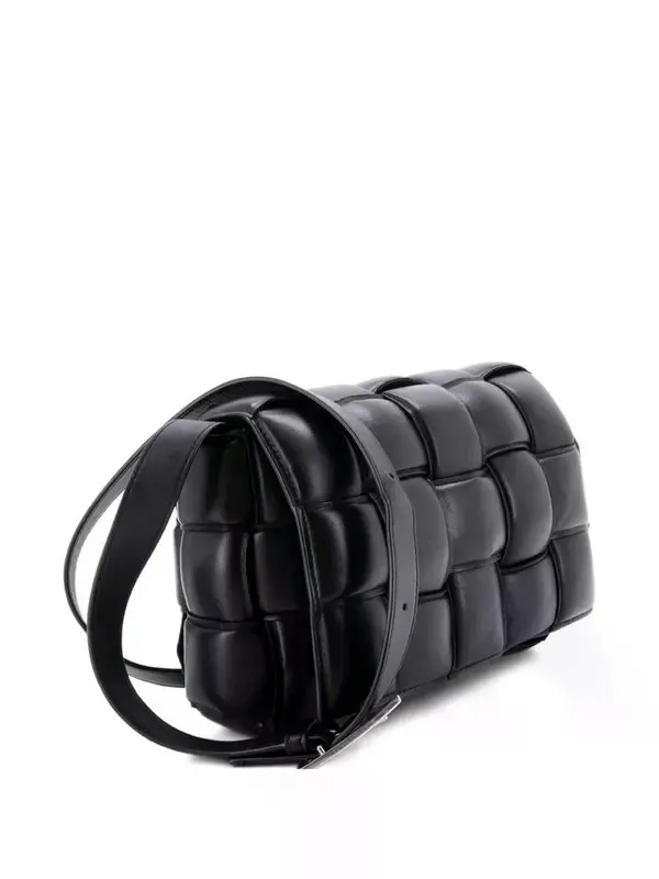 Bottega Veneta Cassette Maxi Intrecciato Leather Small Crossbody Bag - Black