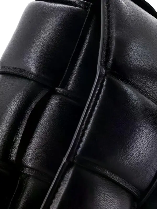 Bottega Veneta Cassette Maxi Intrecciato Leather Small Crossbody Bag - Black