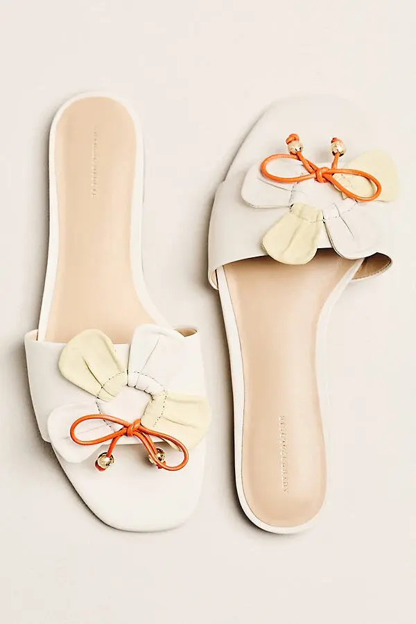 Maeve Flower Slide Sandals - Neutral