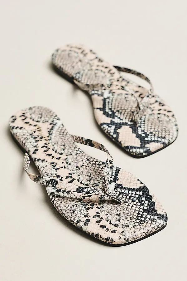 Anthropologie Square-toe Thong Sandals - Snake