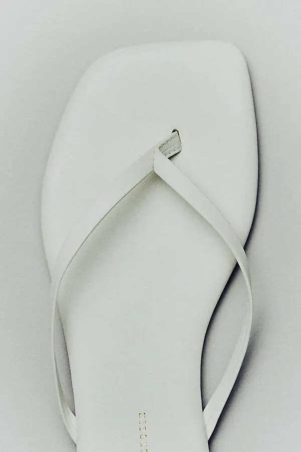 Anthropologie Square-toe Leather Flip-flops - White
