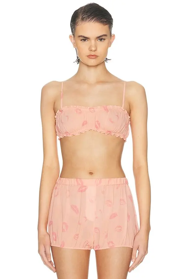 Kiki De Montparnasse Bisou Bisou Bandeau Bra - Blush Print