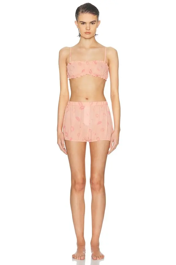 Kiki De Montparnasse Bisou Bisou Bandeau Bra - Blush Print