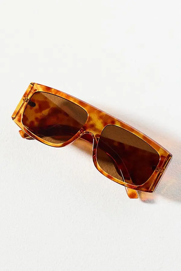 Anthropologie Tortoiseshell Flat Top Sunglasses - Light Tort