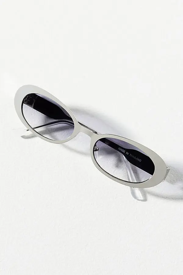ELITE EYEWEAR Slim Metal Oval Sunglasses - Silver