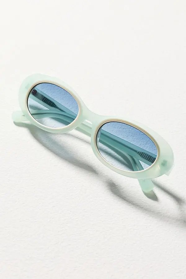 For Love & Lemons X Diff Oval Sunglasses - Light Green