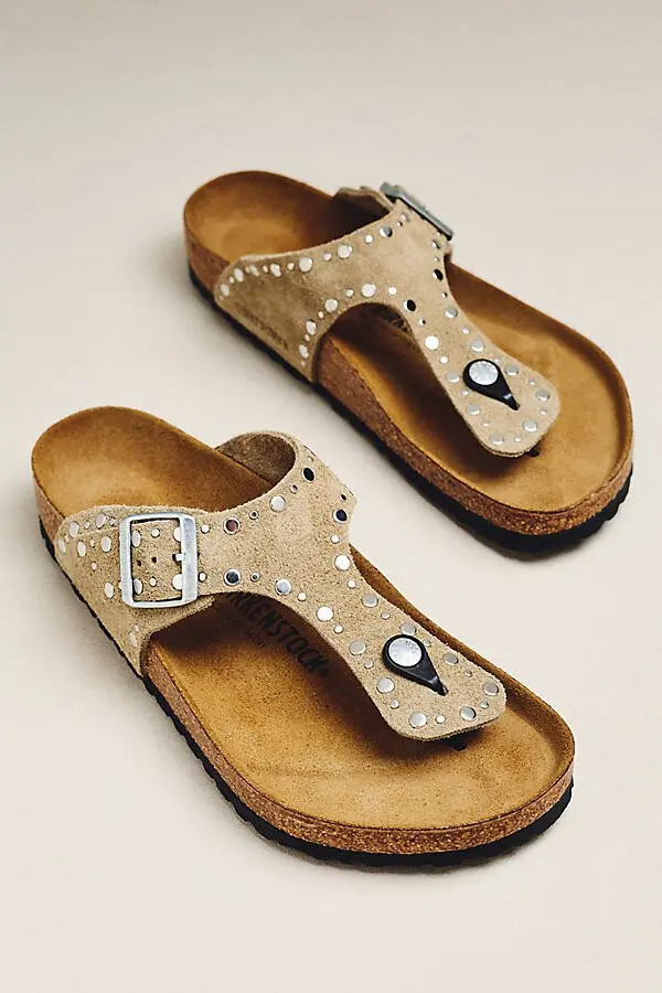 BIRKENSTOCK Gizeh Rivet Thong Sandals - Taupe