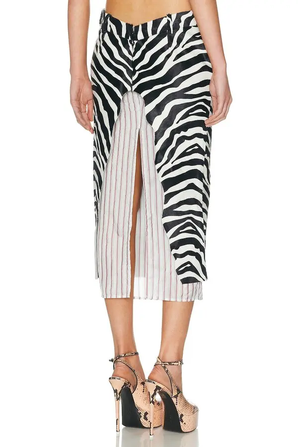 Attico Low Rise Midi Skirt - White & Black