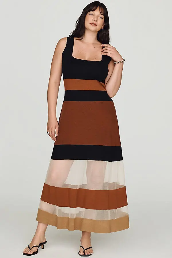 Maeve Sleeveless Color-blocked Sweater Dress - Black/brown Combo