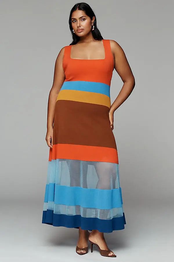 Maeve Sleeveless Color Blocked Sweater Dress - Multi Stripe
