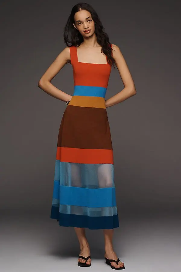 Maeve Sleeveless Color Blocked Sweater Dress