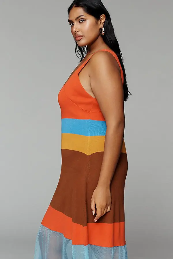 Maeve Sleeveless Color Blocked Sweater Dress