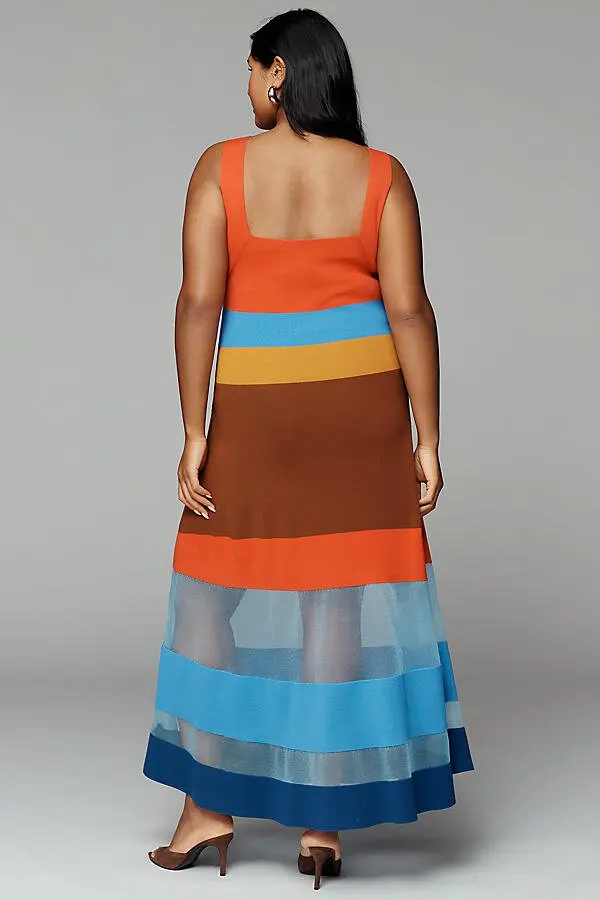 Maeve Sleeveless Color Blocked Sweater Dress
