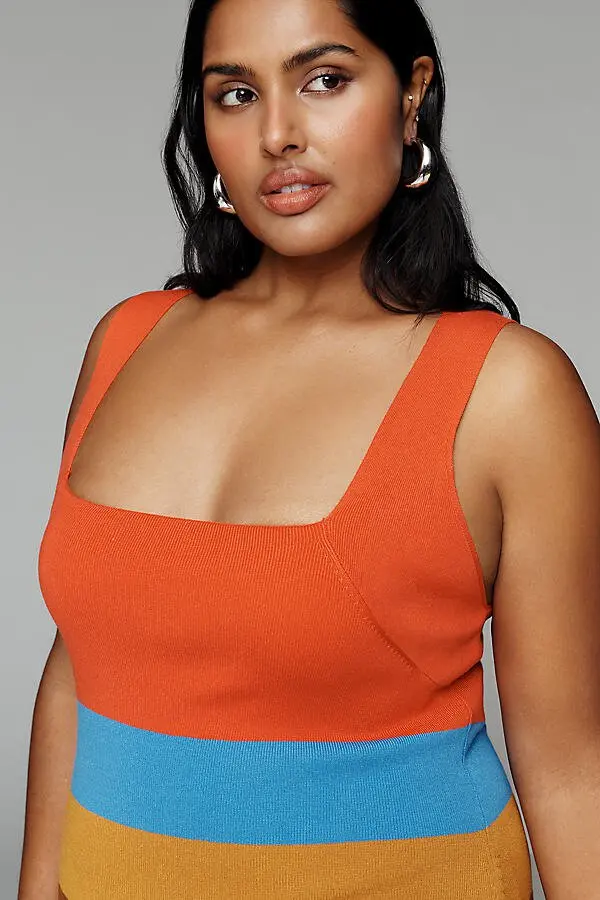 Maeve Sleeveless Color Blocked Sweater Dress