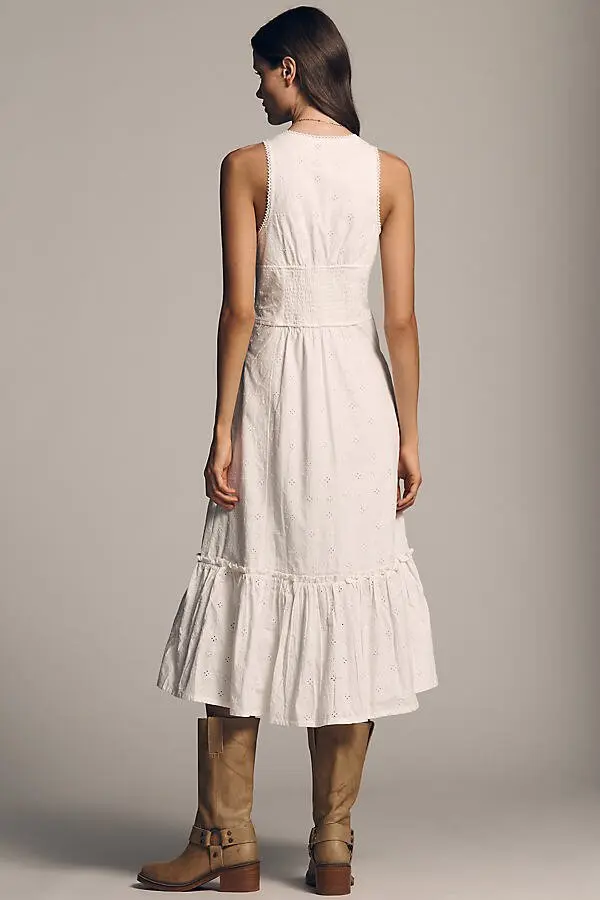 Anthropologie Eyelet V-neck Midi Dress